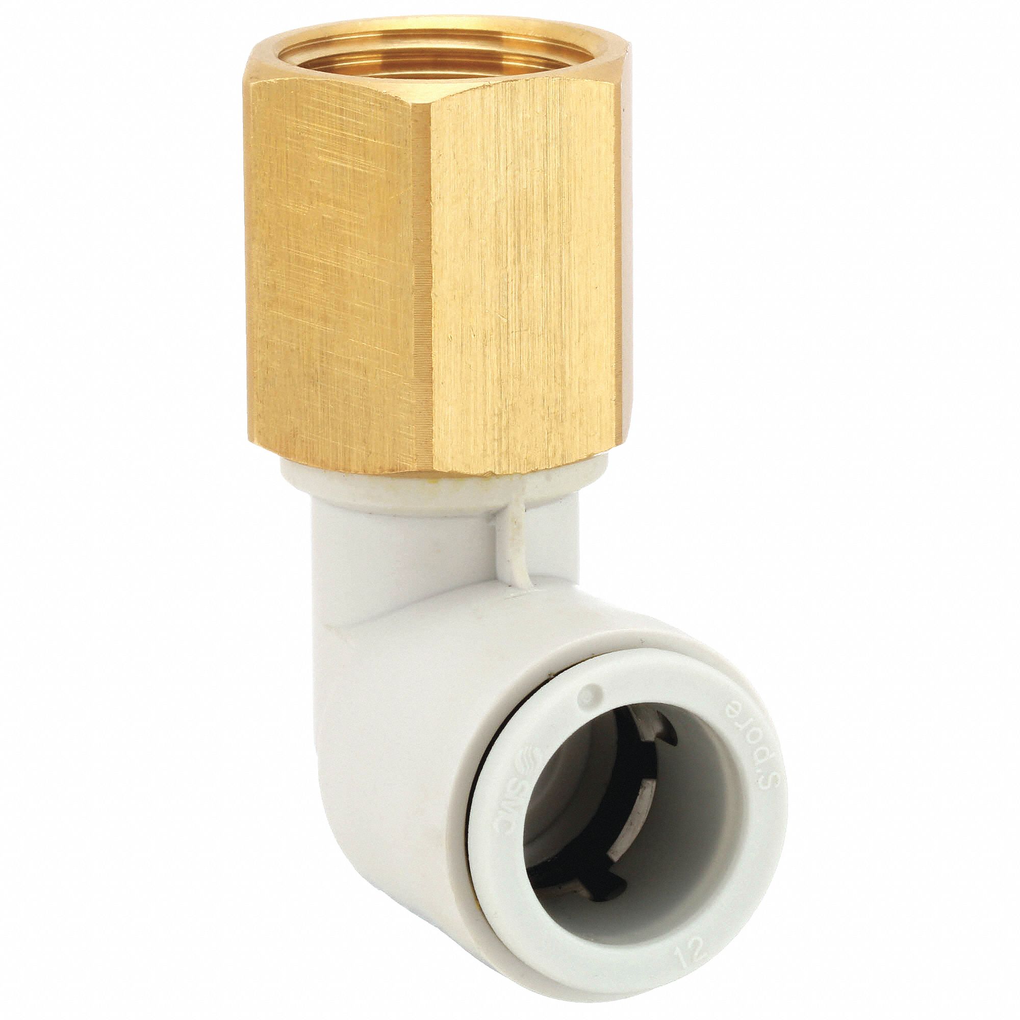 SMC, 12 mm OD x 3/8 in Pipe Size, Push-to-Connect x BSPT, Push-Fit Elbow Fitting - 36X203 ...