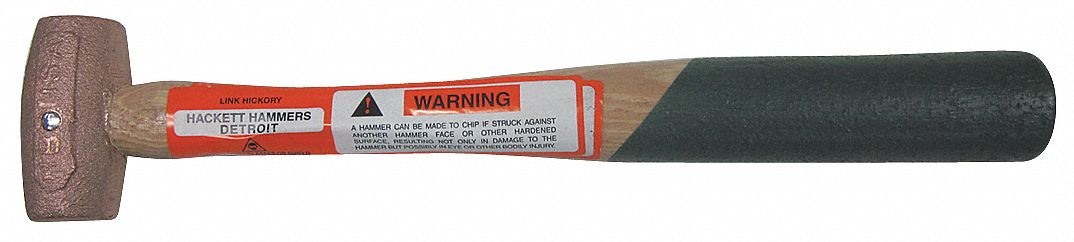 HACKETT Brass Mallet: Wood Handle, 8 oz Head Wt, 7/8 in Dia, 2 in Head ...