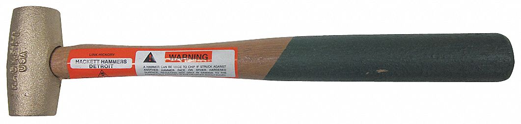 Wood Handle, 24 oz Head Wt, Brass Mallet - 36XC04|1.5BH - Grainger