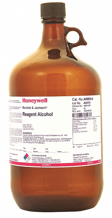 ACS/HPLC, 4 L, Reagent Alcohol - 36XL72|AH090-4 - Grainger