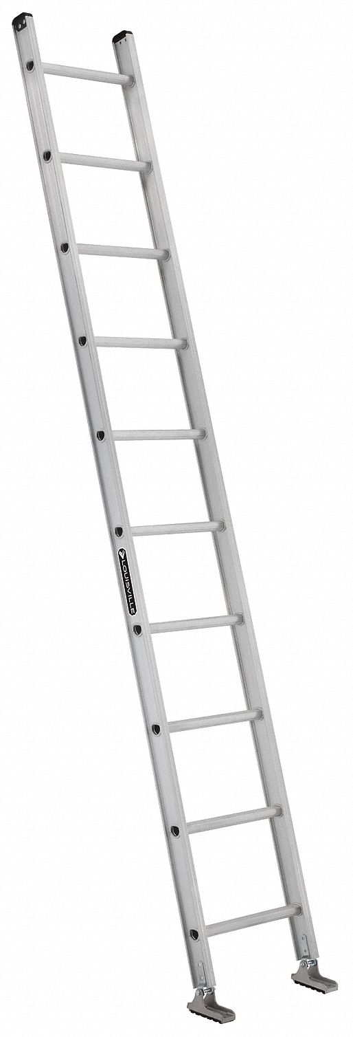 LOUISVILLE LADDER, 10 ft Ladder Size, Aluminum, Straight Ladder ...
