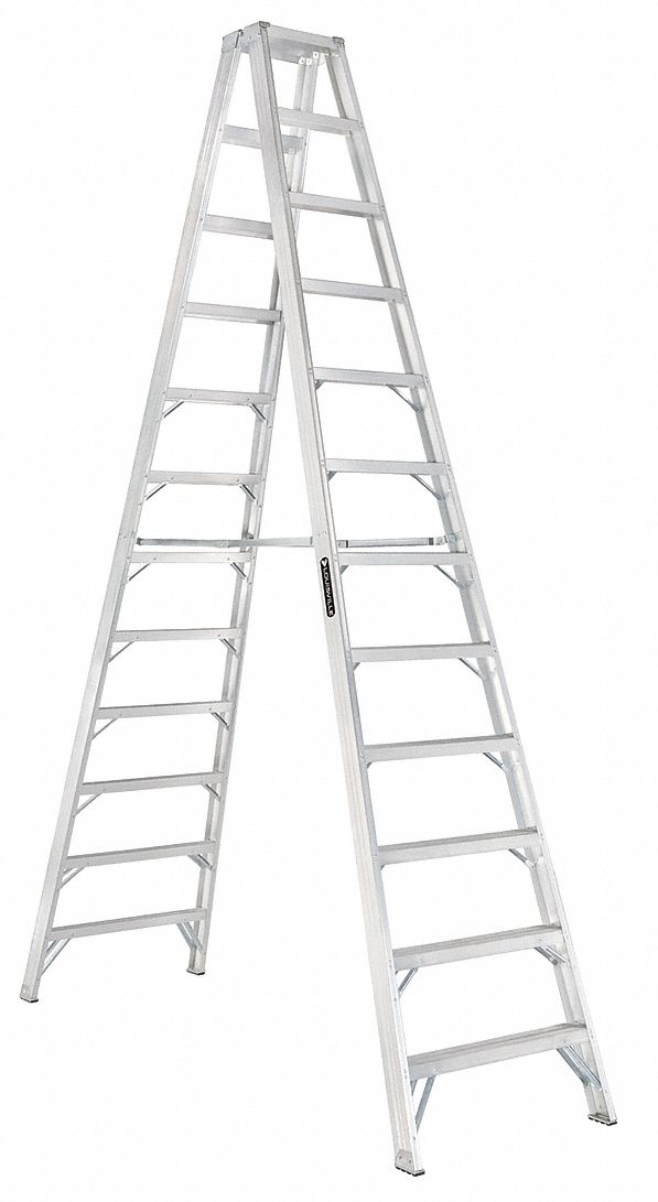 LOUISVILLE, 12 ft Ladder Ht, 11 Steps, Twin Stepladder - 36Y362|AM1012 ...