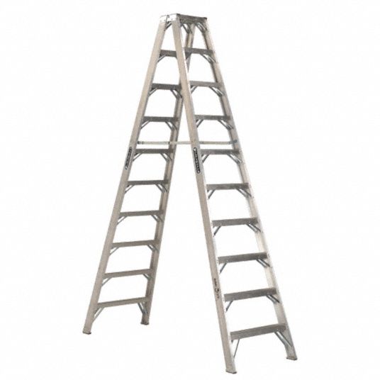 LOUISVILLE, 10 ft Ladder Ht, 9 Steps, Twin Stepladder - 36Y369|AM1110HD ...