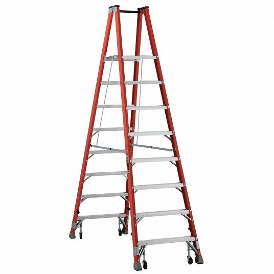 LOUISVILLE LADDER, Fiberglass, 300 lb Load Capacity, Twin Platform ...