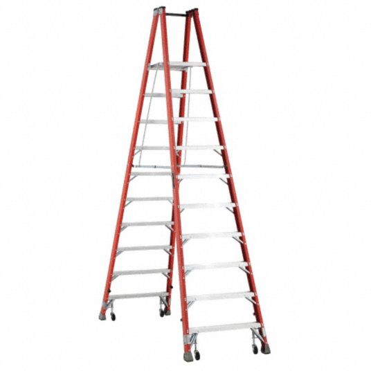 LOUISVILLE LADDER, Fiberglass, 300 lb Load Capacity, Twin Platform ...