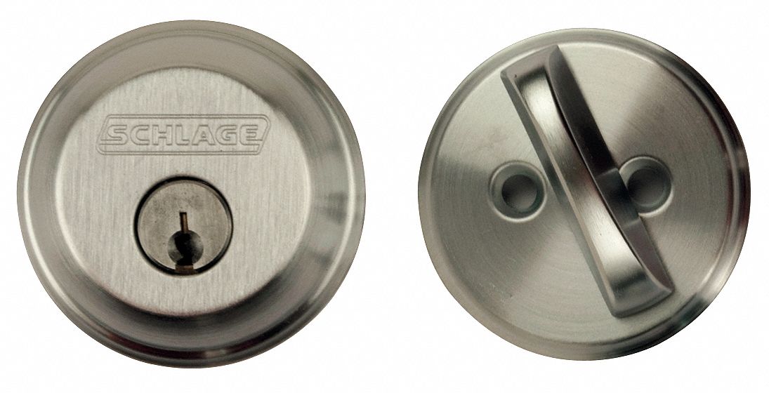 SCHLAGE, Cylindrical, 1 3/8 in Door Thick - Max, Deadbolt Lock - 36Z085 ...