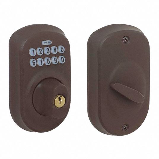 SCHLAGE, 1 3/4 in Door Thick - Max, Push Button, Electronic Keyless ...