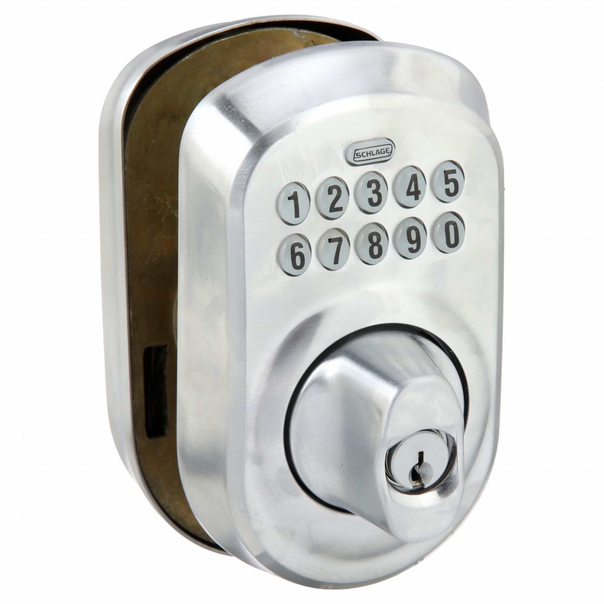 SCHLAGE, 1 3/4 in Door Thick - Max, Push Button, Electronic Keyless ...