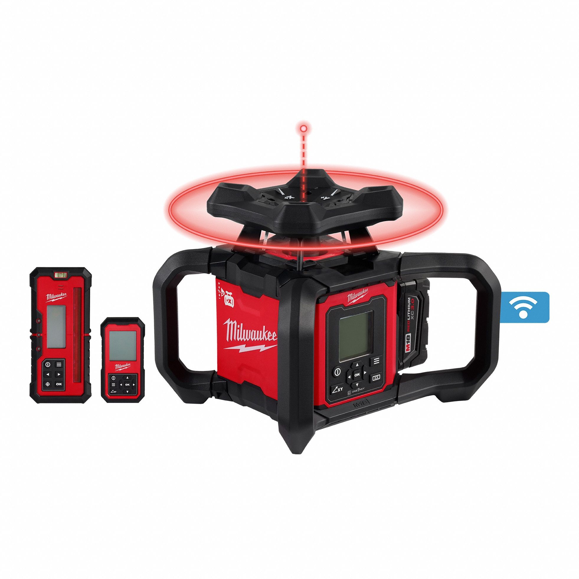 MILWAUKEE, 4,000 ft Range w/Receiver, Red Beam, Laser Level Kit ...