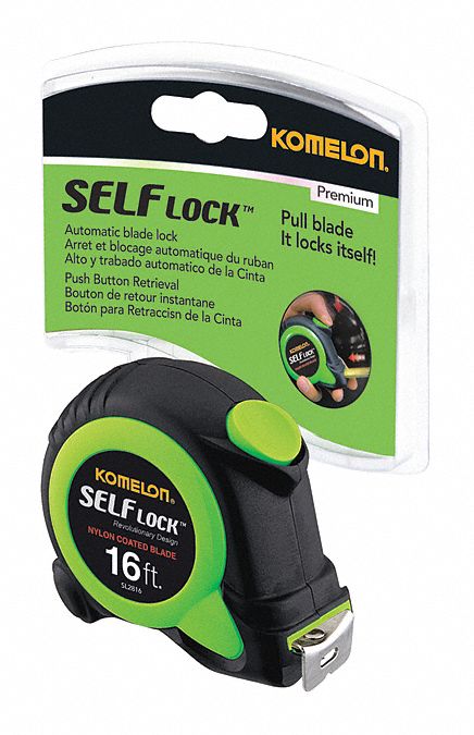 KOMELON, SL2816, Tape Measure,Green,Self Lock,16 ft. x 3/4" - 373G51 ...