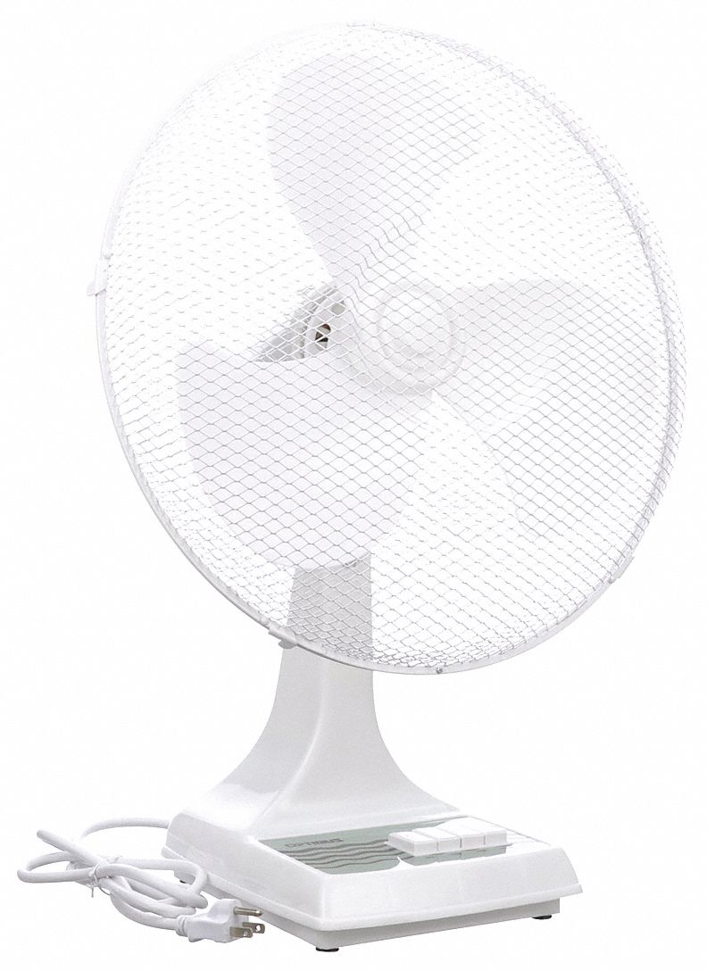 Desk Fan,16",White,3-Speed,120V,0.5A - Grainger