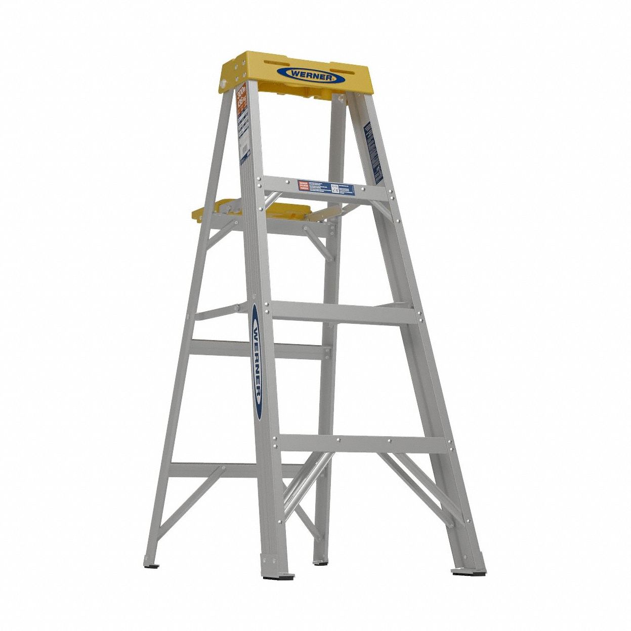 WERNER, 4 ft Ladder Size, Aluminum, Stepladder - 4W074|374 - Grainger