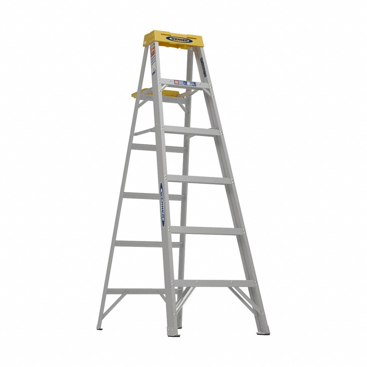 WERNER, 6 ft Ladder Size, Aluminum, Stepladder - 3W423|376 - Grainger