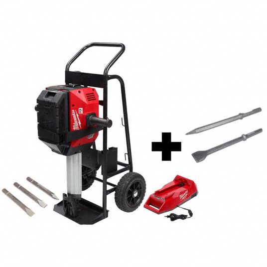 MILWAUKEE, T-Handle, 50 ft-lb, Cordless Breaker and Chisels - 377PH3 ...