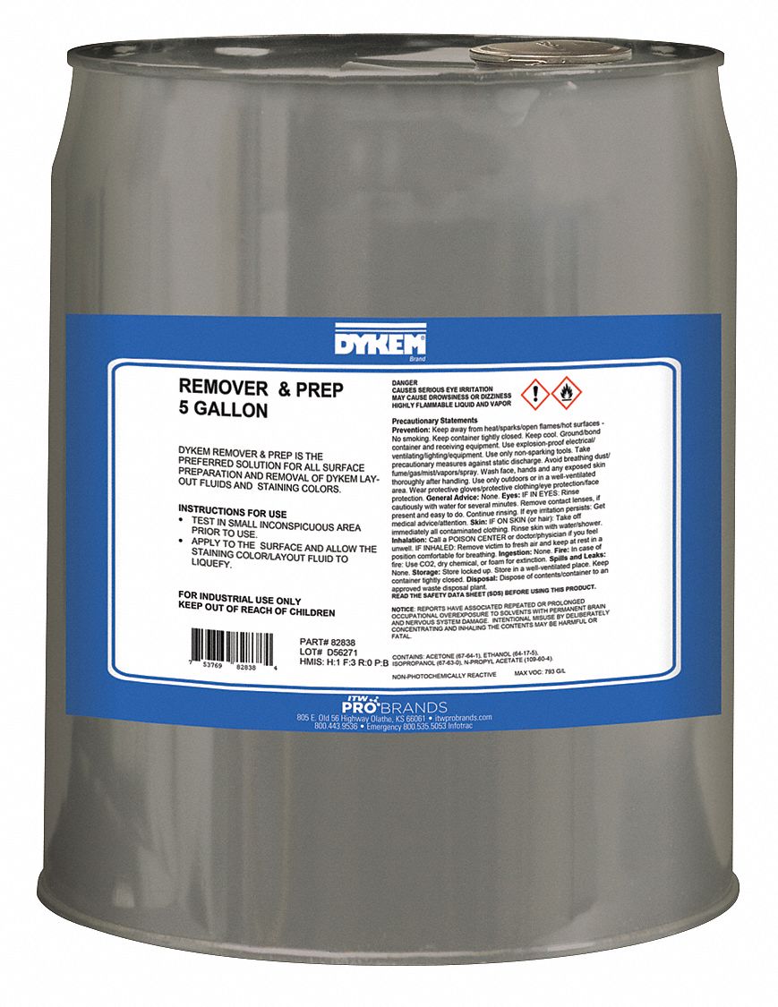 DYKEM Layout Fluid Remover, 5 gal. - 378U76|82838 - Grainger