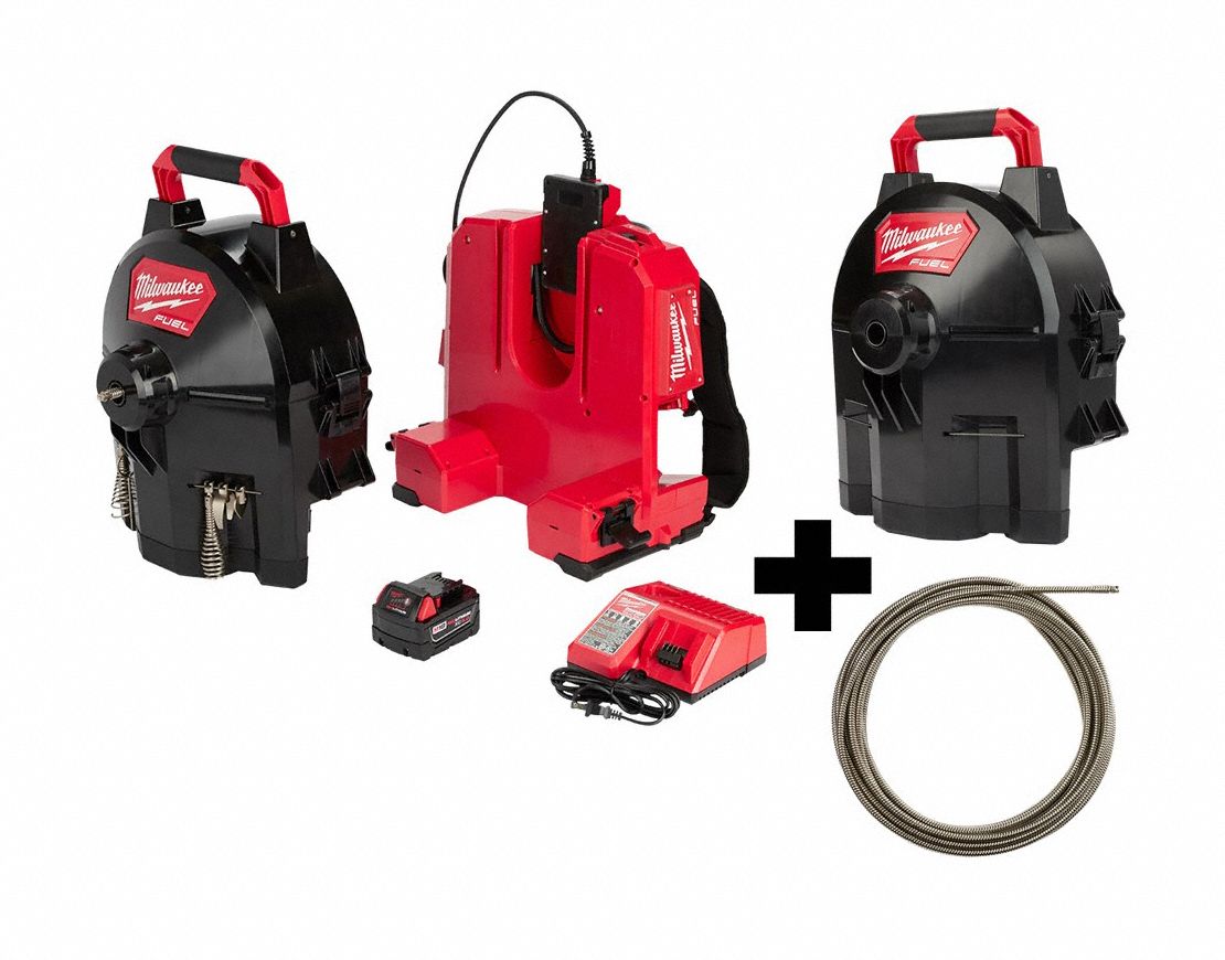 MILWAUKEE, Cordless, SWITCH PACK, Drain Gun Kit, Drum, Cable - 380FL2 ...