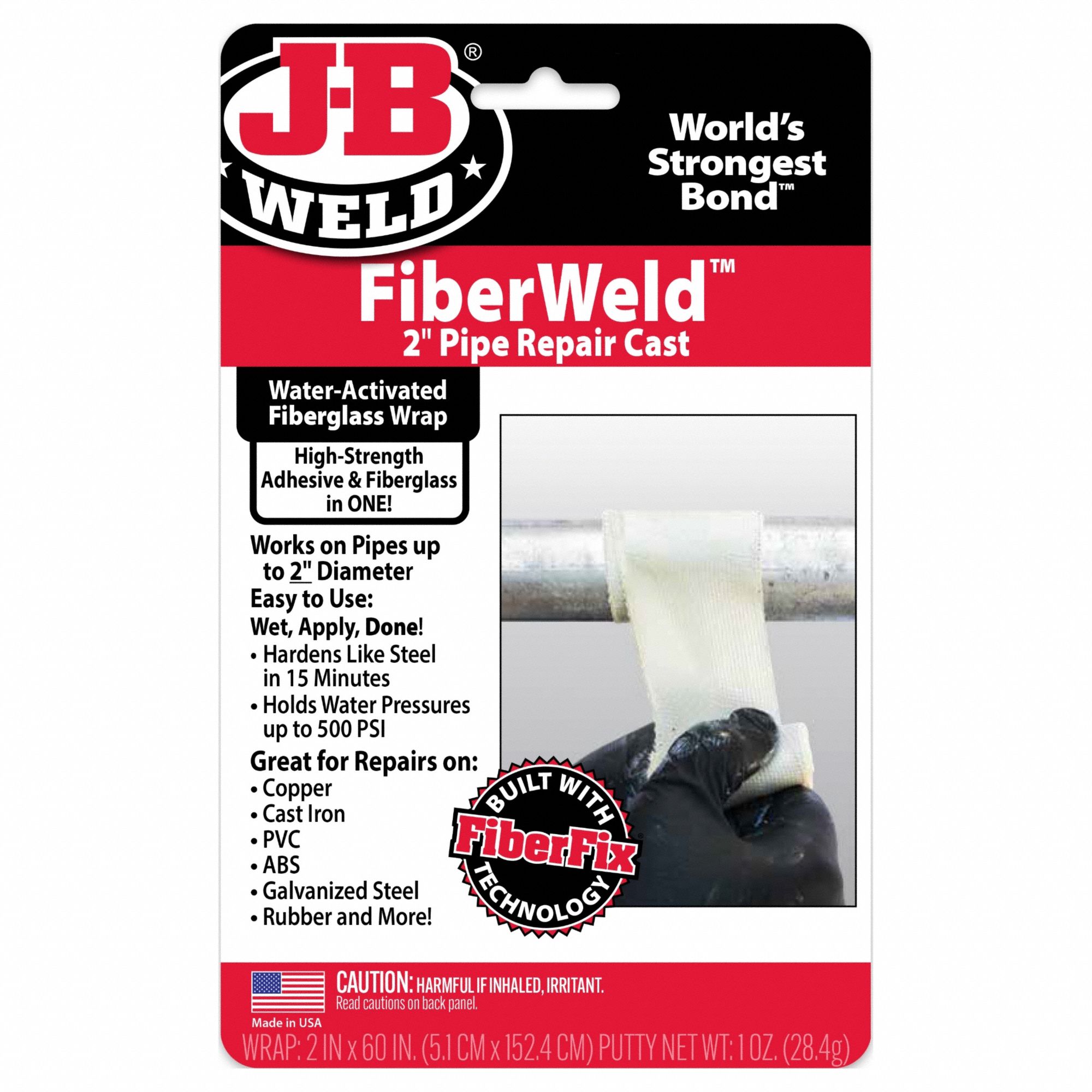 J-B WELD, Fiberglass, 2 in W x 5 ft L Wrap Size, Pipe Repair Kit ...