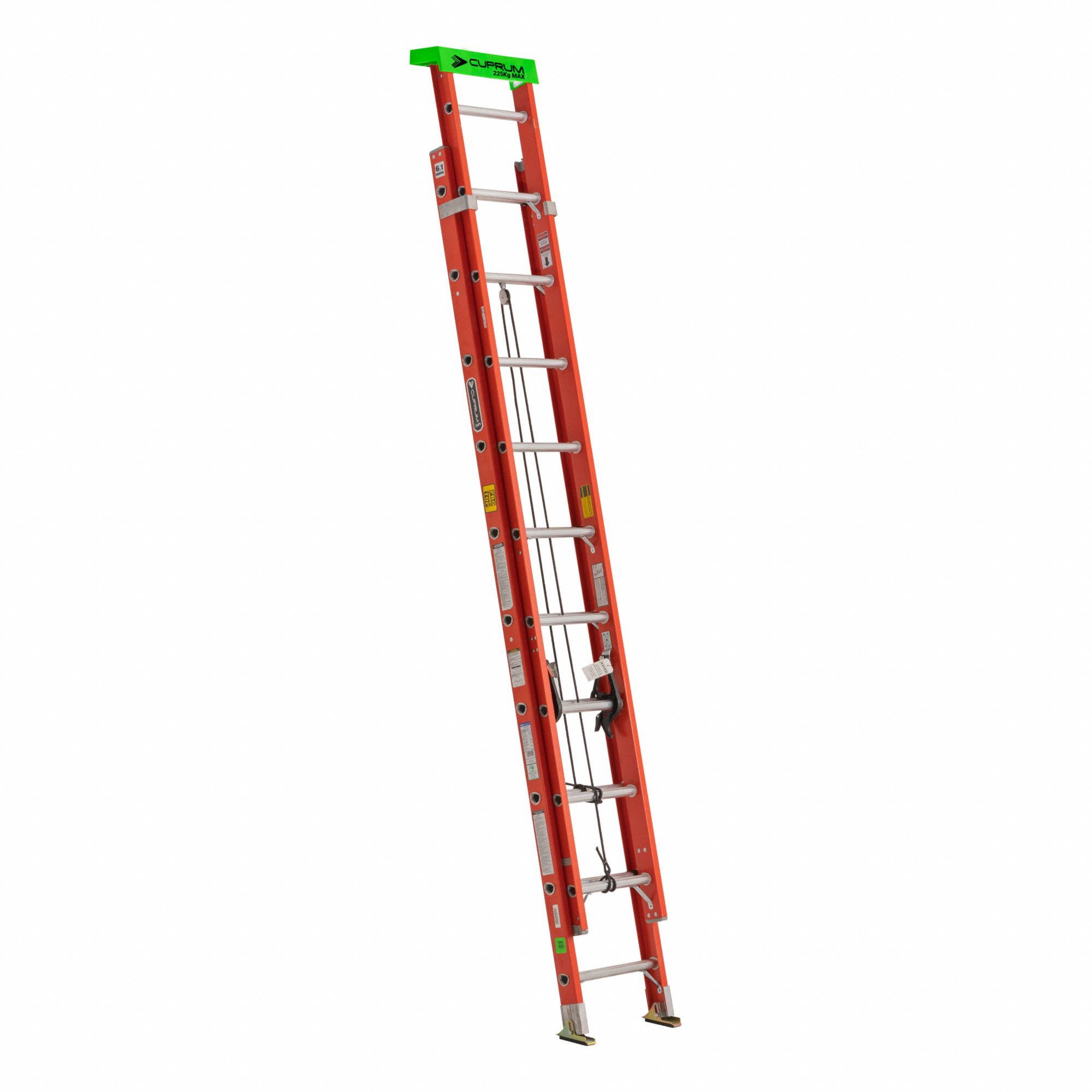 CUPRUM Escalera de Extensión, 496 lb., Fibra de Vidrio, 20 pies, 17 ...