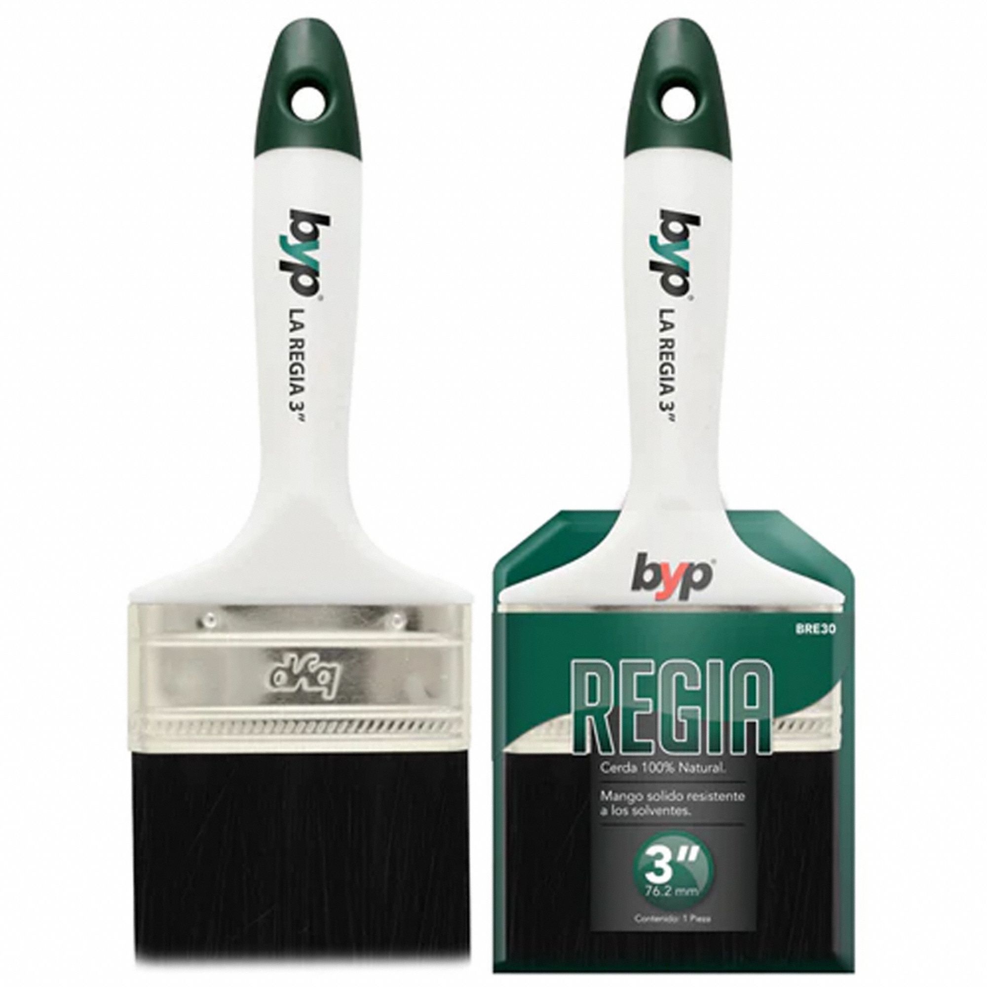 BYP Brocha Virola Plana Blanco/Verde para Todas las Pinturas y ...