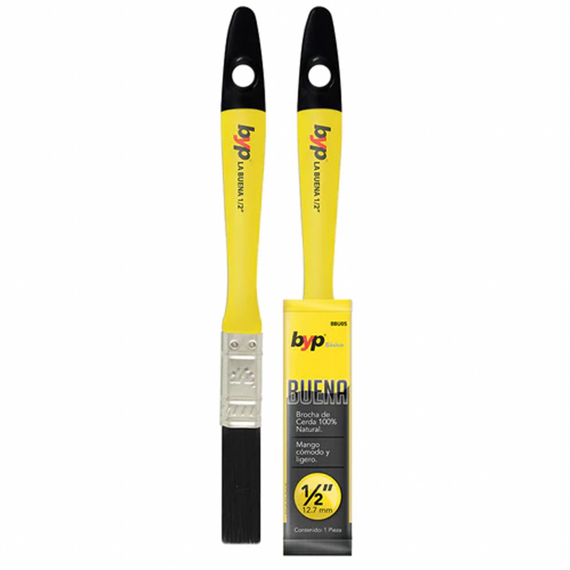 BYP Brocha Virola Plana Amarillo/Negro para Todas las Pinturas y ...