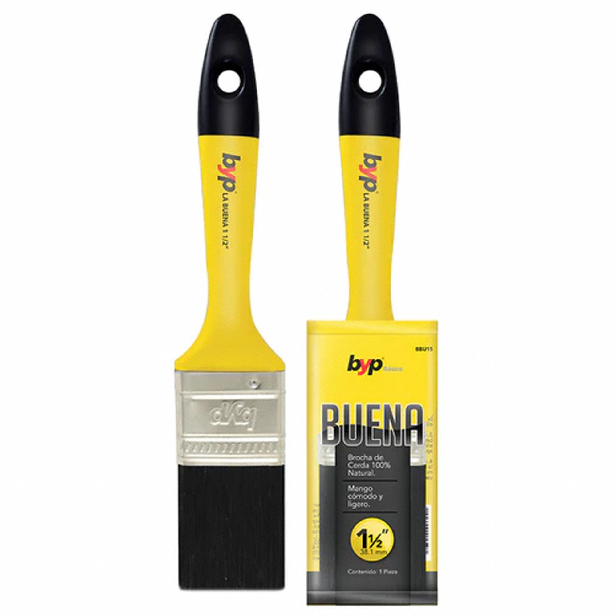 BYP Brocha Virola Plana Amarillo/Negro para Todas las Pinturas y ...