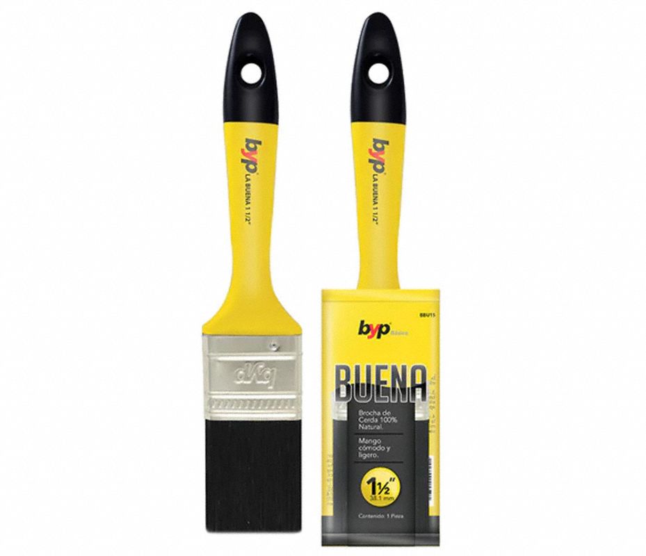 BYP Brocha Virola Plana Amarillo/Negro para Todas las Pinturas y ...