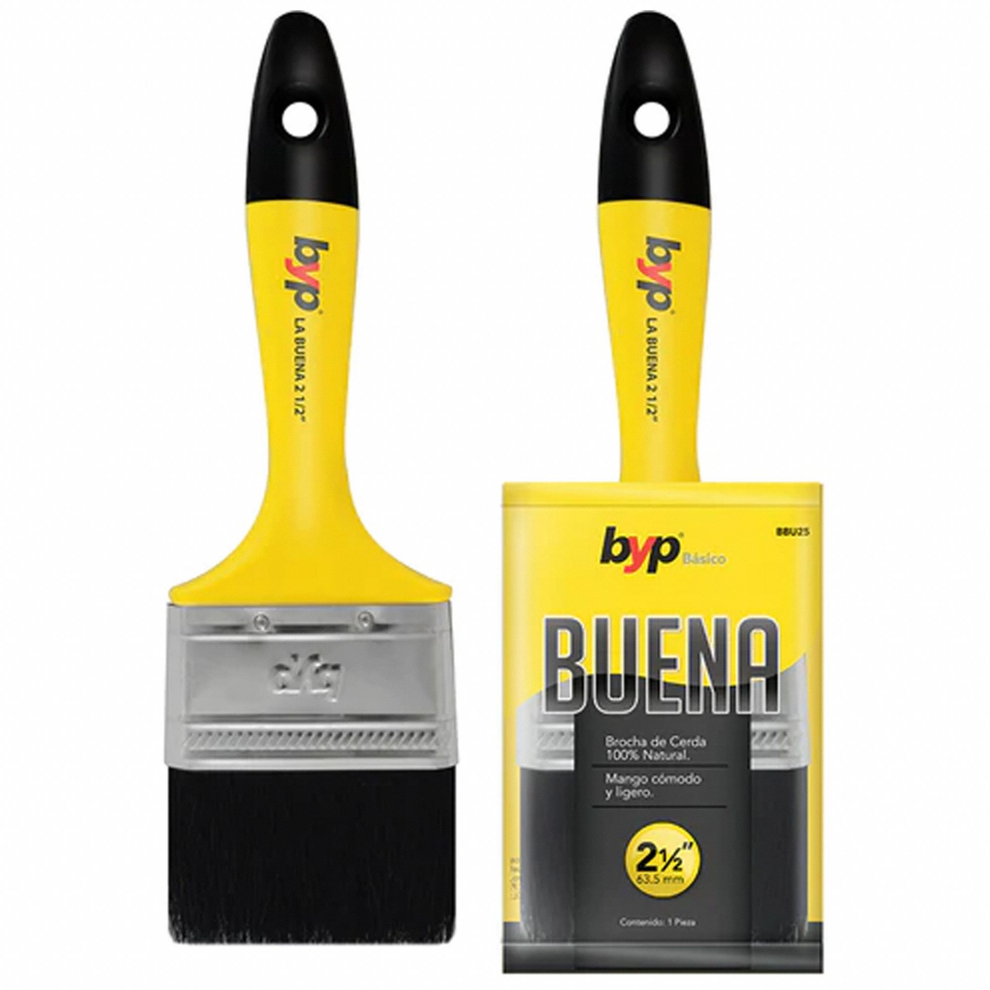 BYP Brocha Virola Plana Amarillo/Negro para Todas las Pinturas y ...