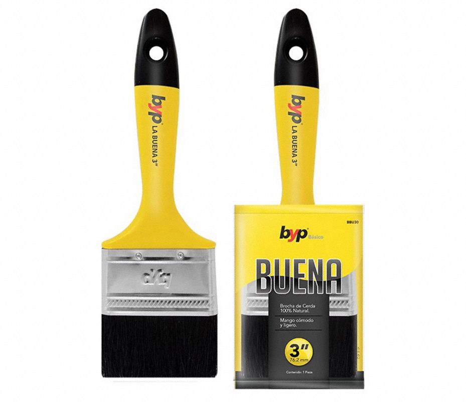 BYP Brocha Virola Plana Amarillo/Negro para Todas las Pinturas y ...