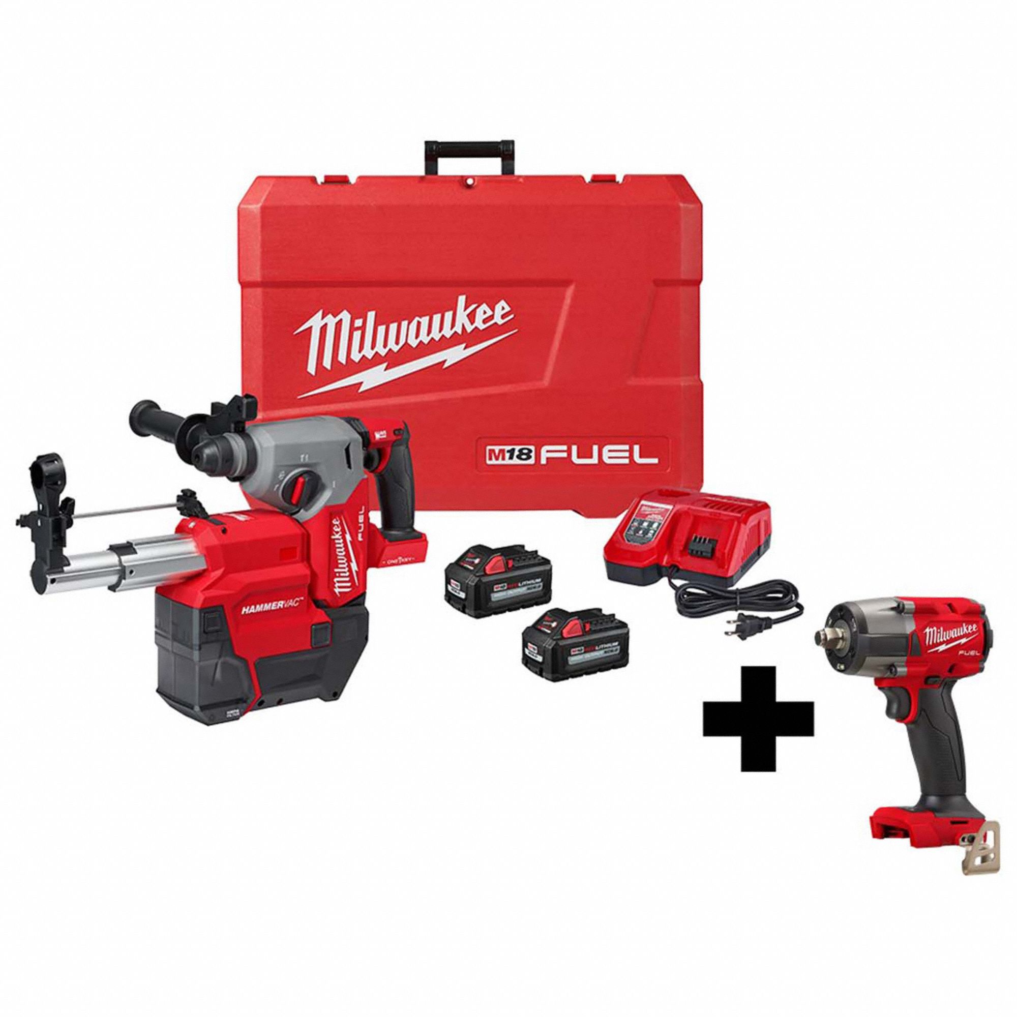 MILWAUKEE, 2 Tools, Angle Grinder/Rotary Hammer, Rotary Hammer Kit ...