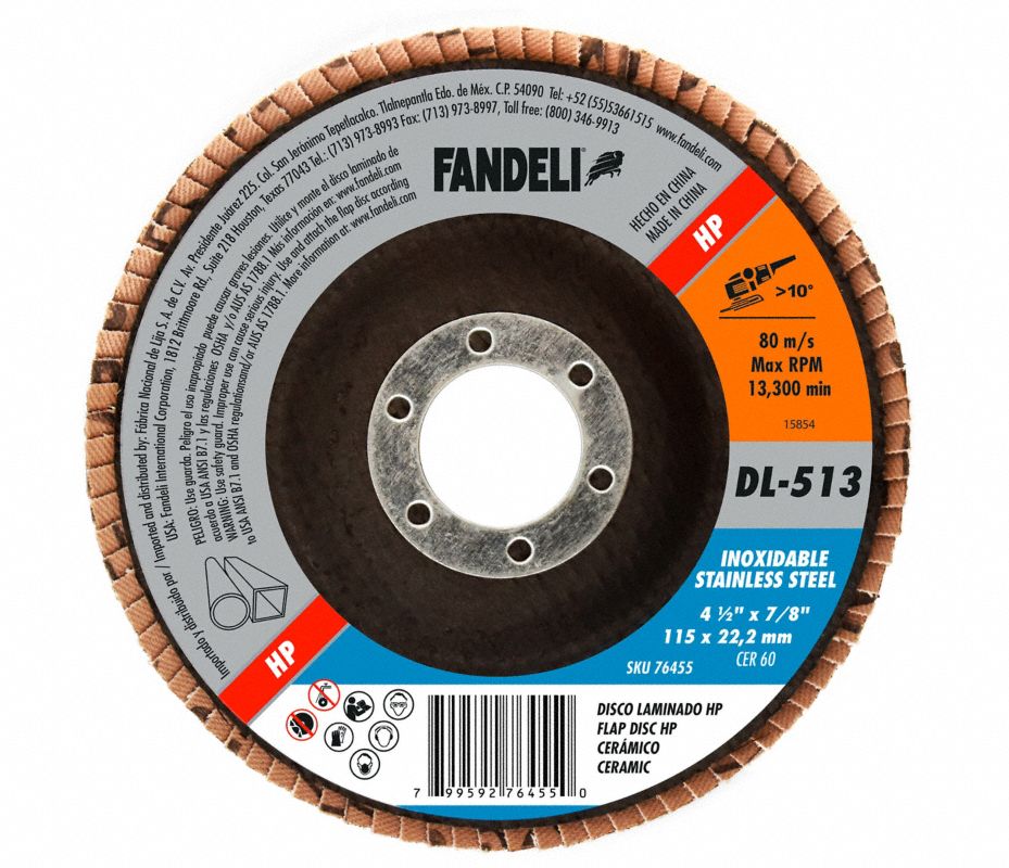 FANDELI Disco Laminado 4-1/2" Grano 60 Recubierto - 390MW9 | 76455 ...