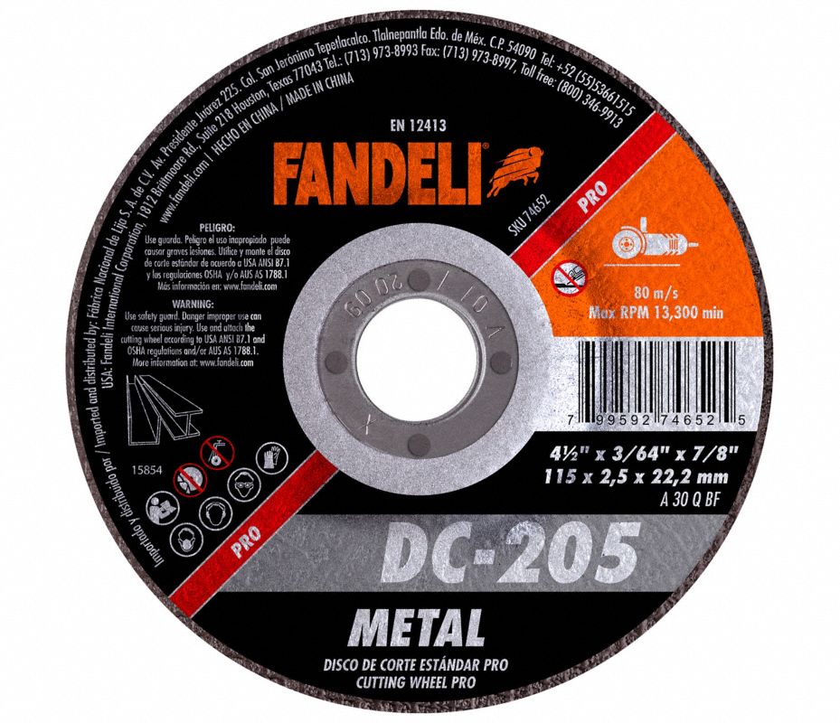 FANDELI Disco de Corte Abrasivo, Óxido de Aluminio, 30, 7/8", Tipo 29 ...