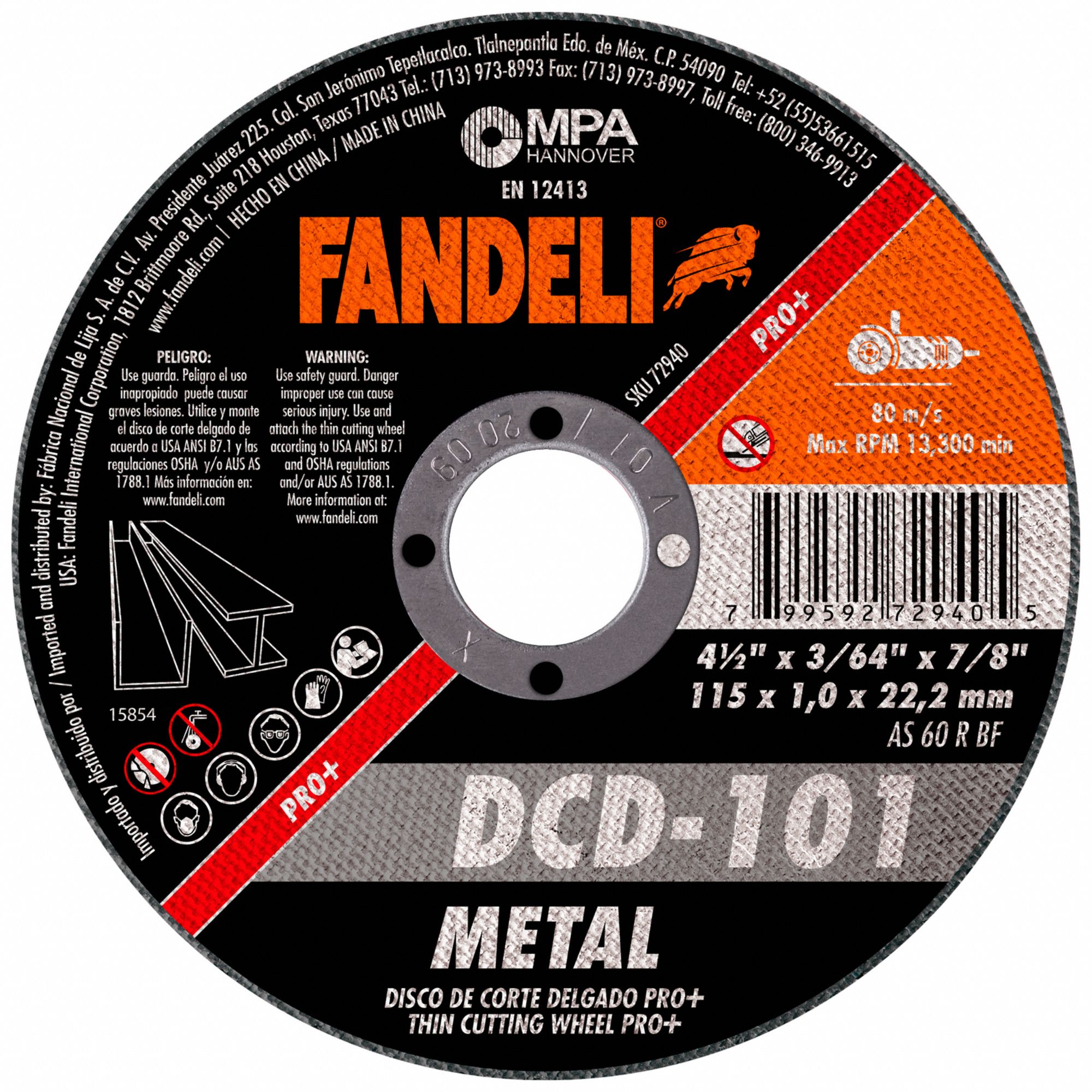 FANDELI Disco de Corte Abrasivo de 4-1/2" Grano 60 para Metal - Ruedas ...