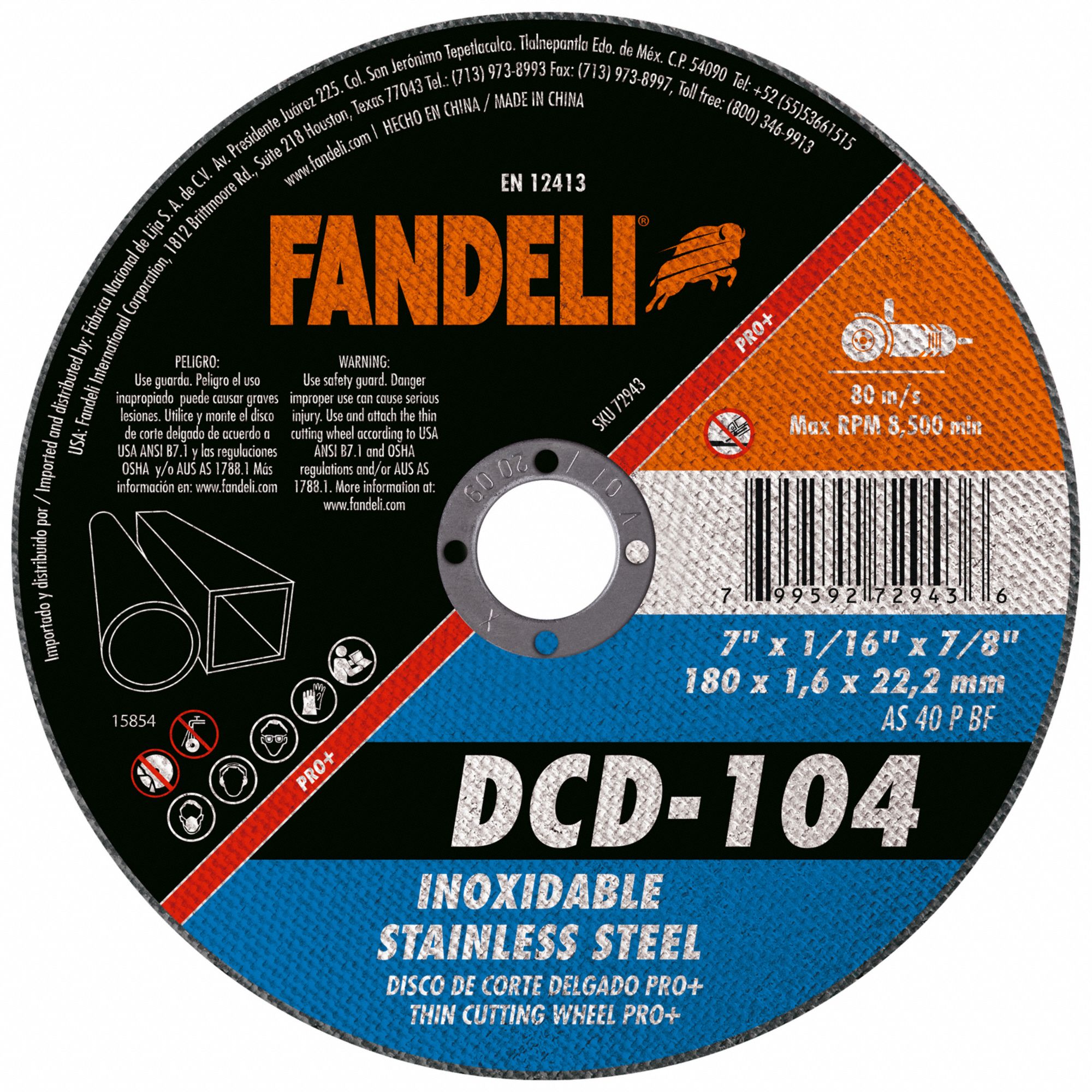 FANDELI Disco de Corte Abrasivo de 7" Grano 40 para Metales Ferrosos ...