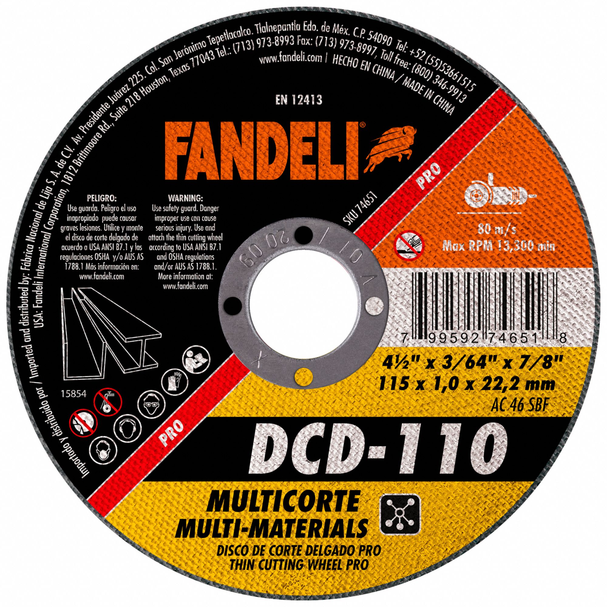 FANDELI Disco de Corte Abrasivo de 4-1/2" Grano 46 para Metales ...