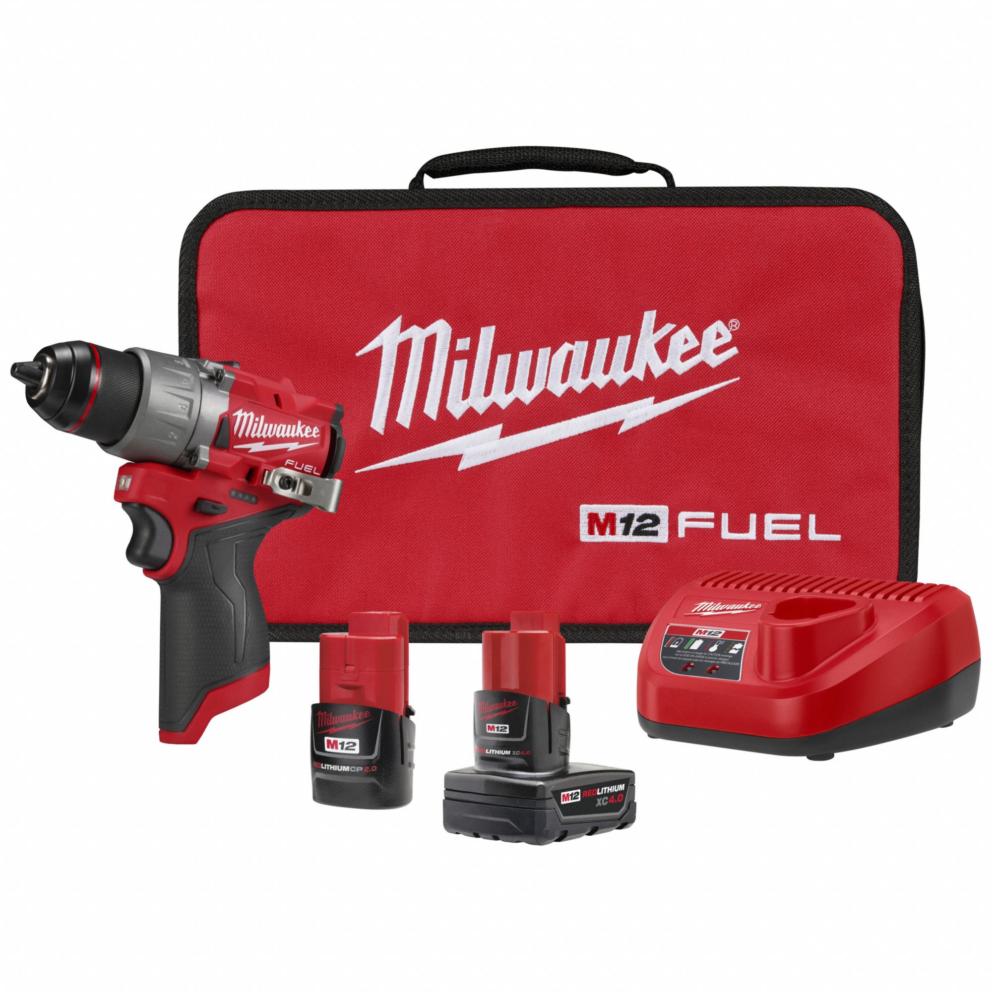 MILWAUKEE Kit de Taladro Inalámbrico, 12.0, Sí, 1550 rpm, 400 pulg.-lb ...