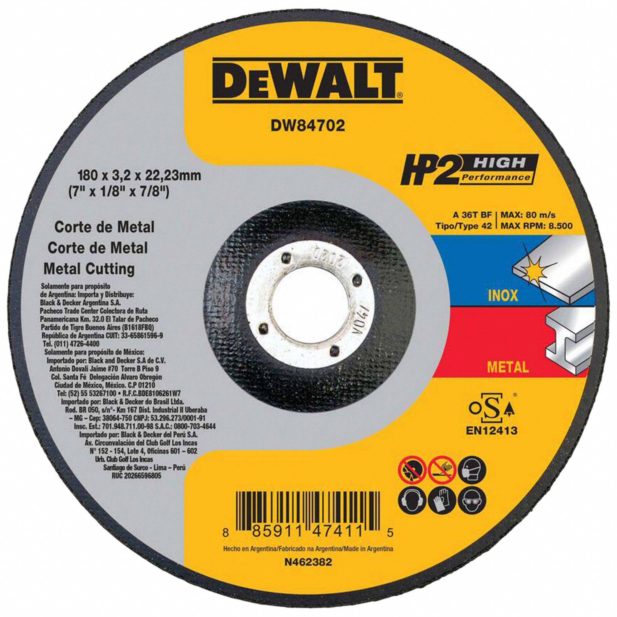 DEWALT Disco de Corte HP2 7" Tipo 42 para Acero al Carbono, Metales ...