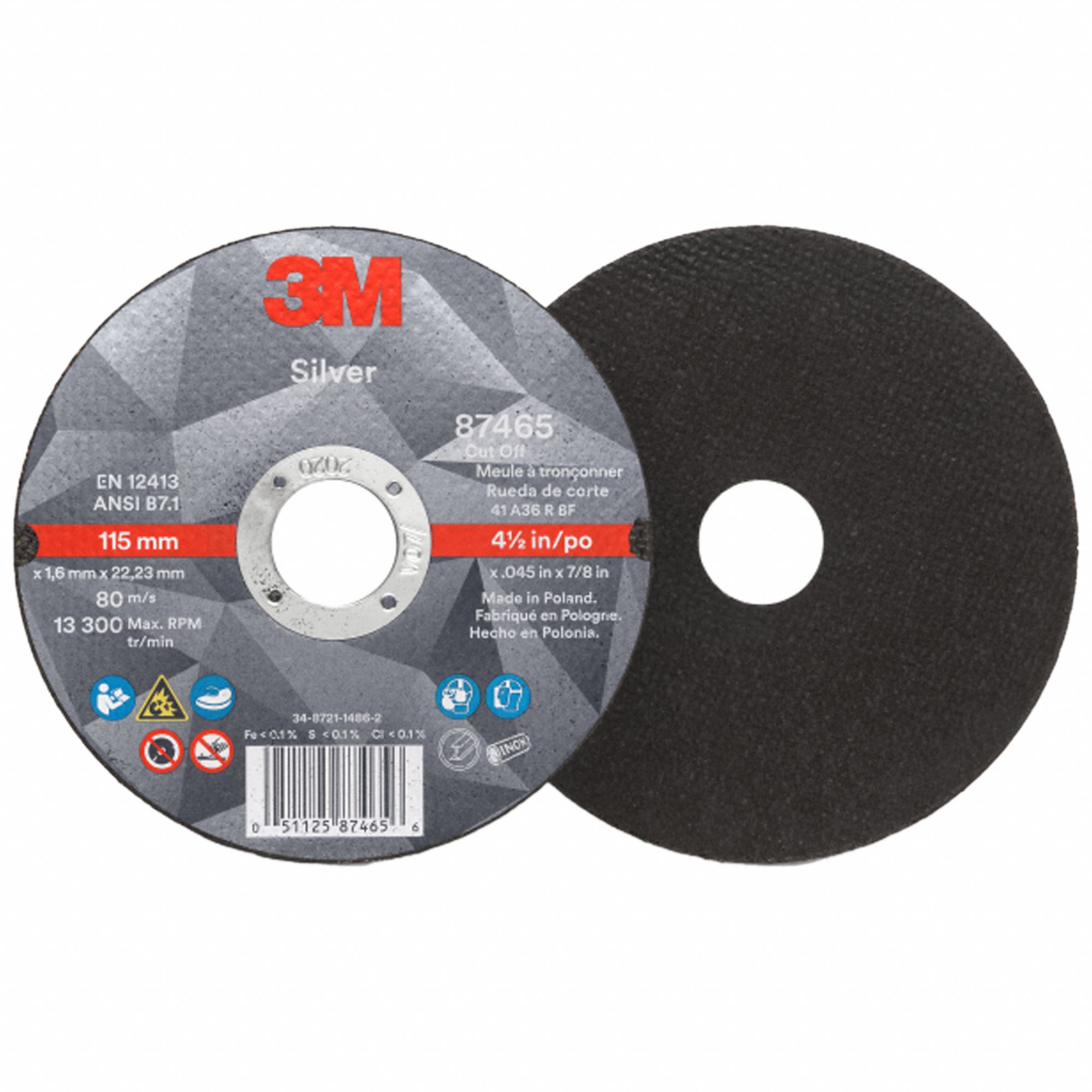 3M Disco de Corte Abrasivo Serie Silver de 4-1/2" Grano 36 para Metal ...