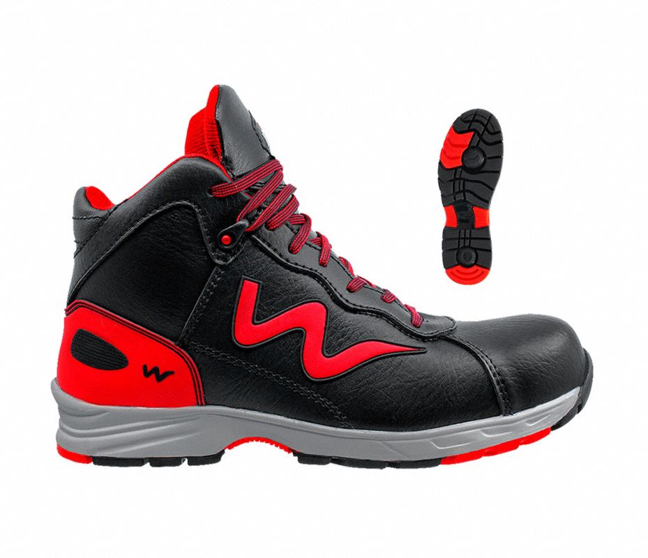 WSM Botines de Seguridad con puntera de Policarbonato Negro, Rojo Talla ...