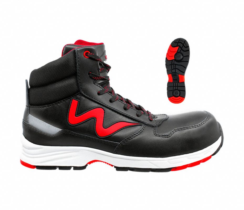 WSM Botines de Seguridad con puntera de Policarbonato Negro, Rojo Talla ...