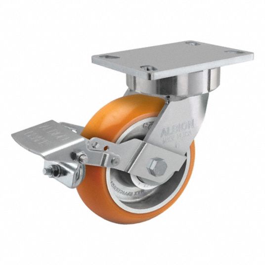 ALBION, Swivel, Face Brake, Plate Caster - 846TG2|38AN06228SFBK - Grainger