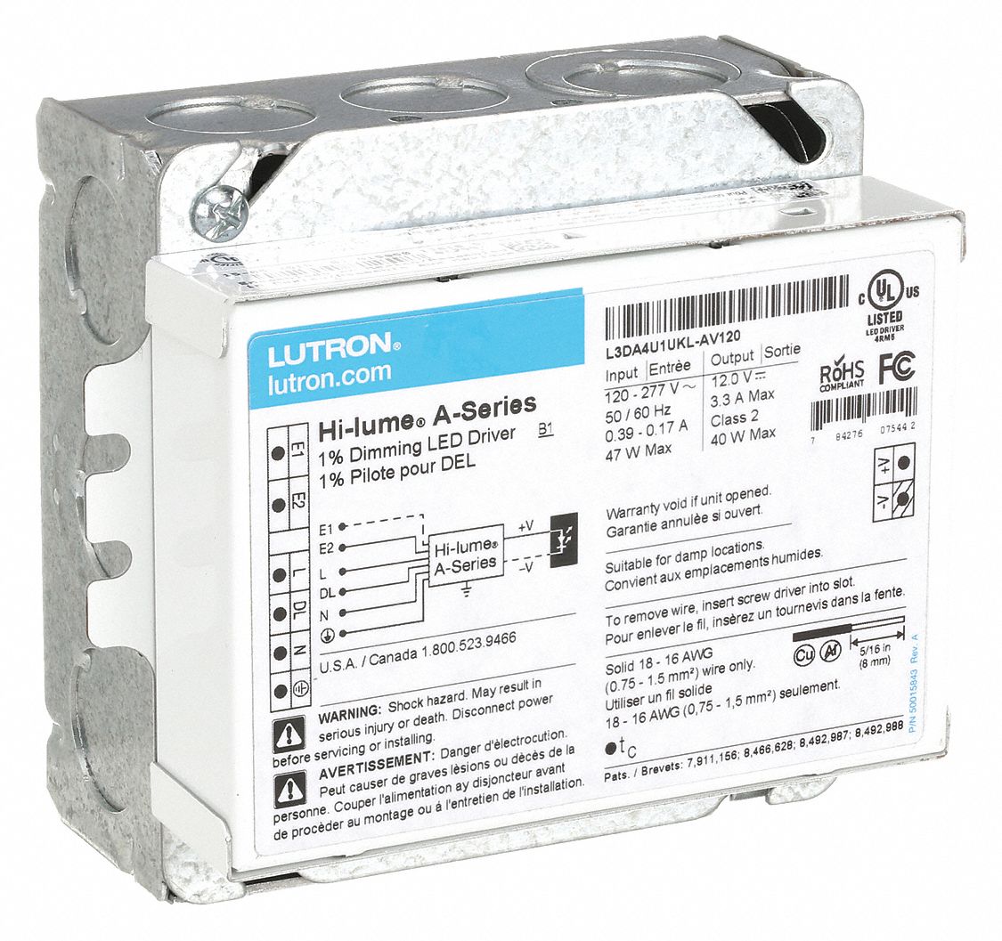 LUTRON, Class 2, 120V AC, LED Driver - 38AY05|LTEA4U1UKL-AV120 - Grainger