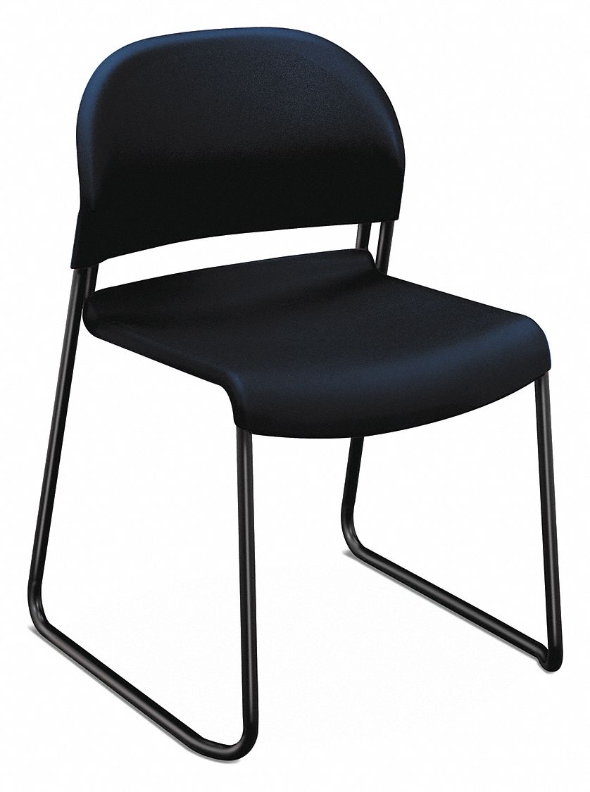 Black Steel Stacking Chair with Regatta Seat Color, 4PK - Grainger