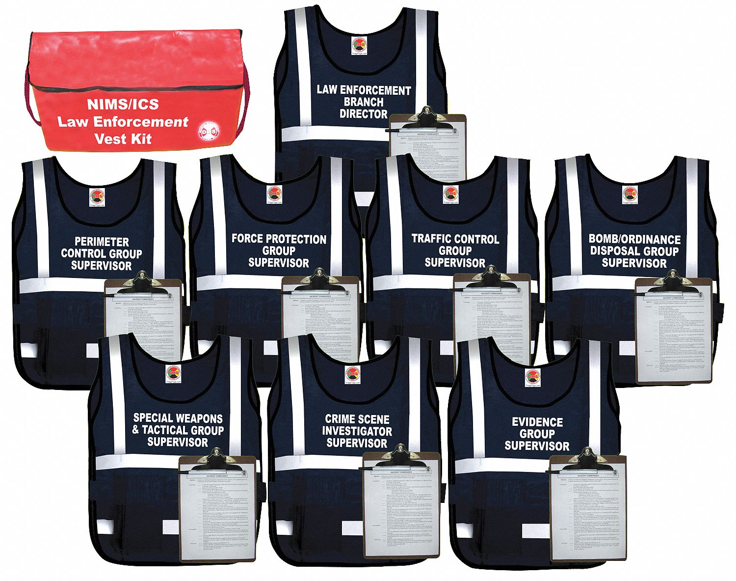 DISASTER MANAGEMENT SYSTEMS, Safety Vest ANSI Class Class 2, Black, Law ...