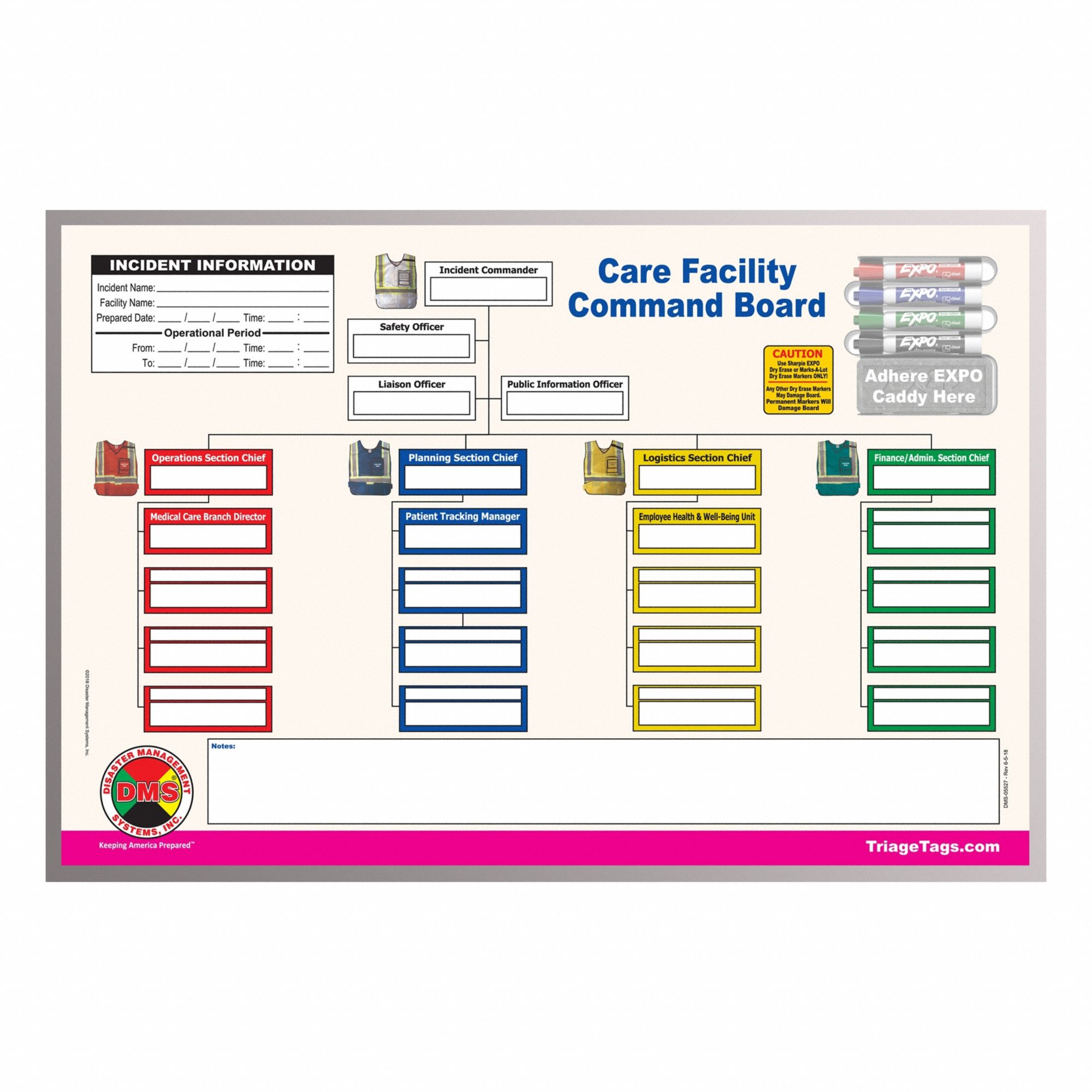 DISASTER MANAGEMENT SYSTEMS, Dry Erase Caddy/Dry Erase Pens, 24 in ...