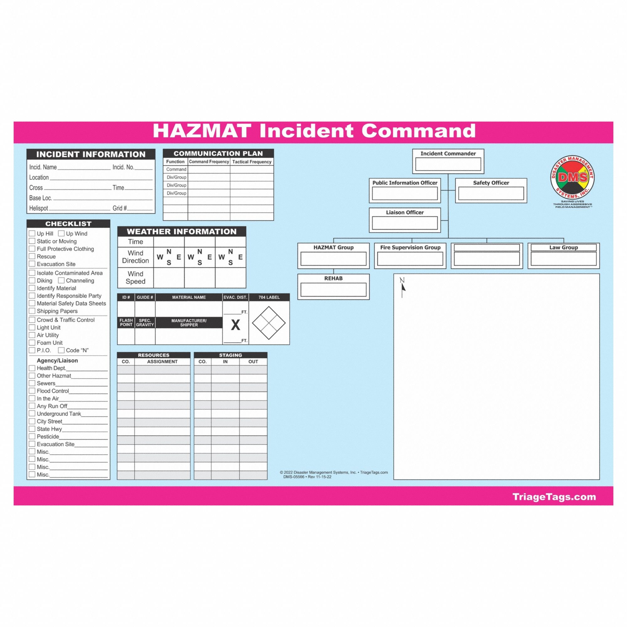 DISASTER MANAGEMENT SYSTEMS, Pad of 25 Sheets, Synthetic Paper, Hazmat ...