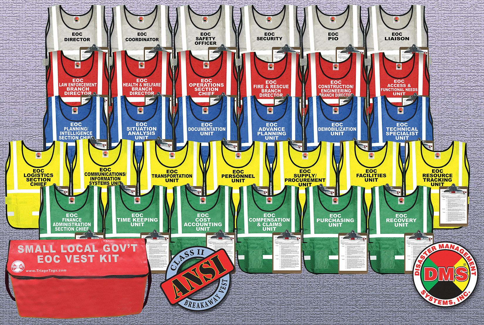 DISASTER MANAGEMENT SYSTEMS, Safety Vest ANSI Class Class 1, Assorted ...