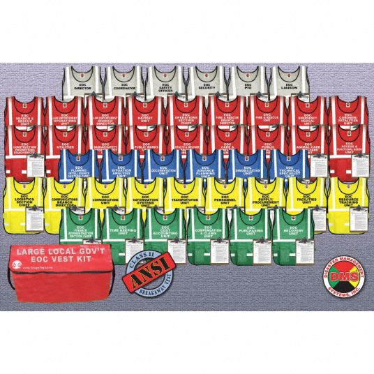 DISASTER MANAGEMENT SYSTEMS, Safety Vest ANSI Class Class 1, Assorted ...
