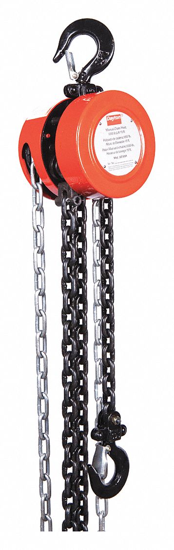 DAYTON, Hook Mounted - No Trolley, 1,000 lb Lifting Capacity, Manual ...