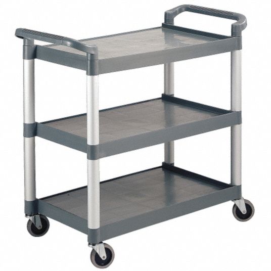 265 lb Load Capacity, Gray, Dual-Handle Utility Cart with Lipped ...