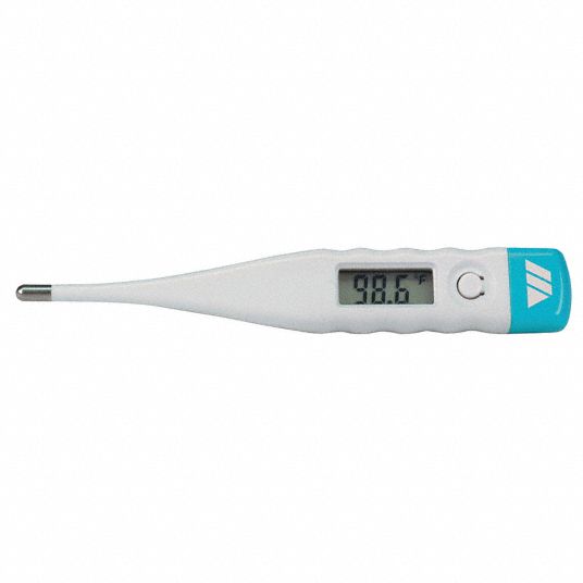 MABIS Digital Thermometer, White, Oral, 5 3/8 in Length, 60 sec Readout ...